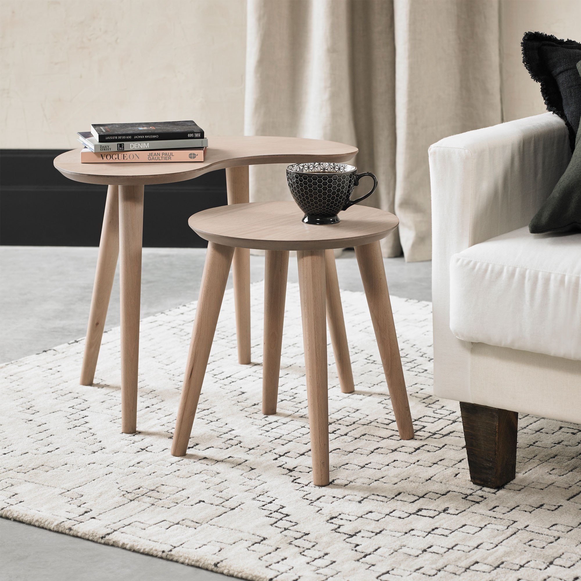 Bentley Designs Dansk Scandi Oak Nest of Lamp Tables - Haskins Furniture