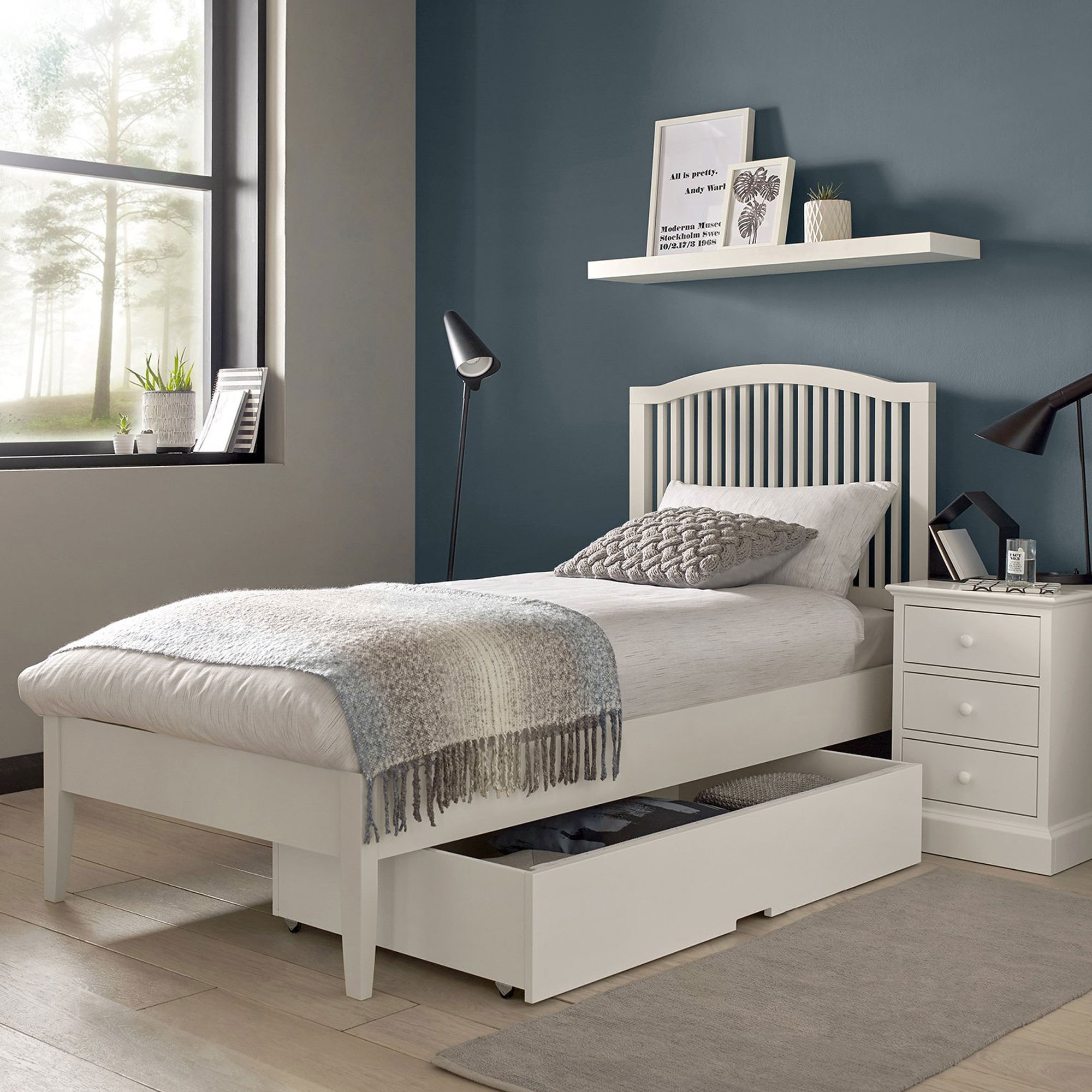 Bentley Designs Ashby White 90cm Slatted Bedstead - Haskins Furniture