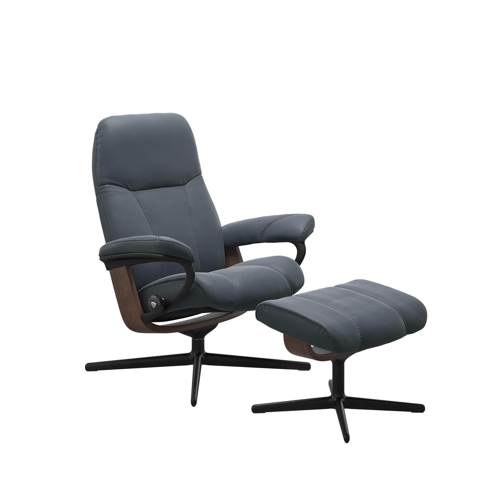 Stressless Consul Chair in Leather, Cross Base with Footstool - Haskins ...