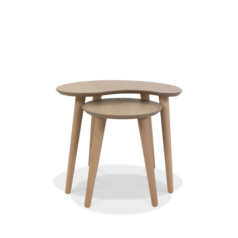 Bentley Designs Dansk Scandi Oak Nest of Lamp Tables - Haskins Furniture